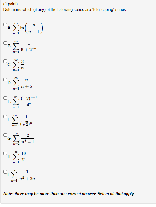 Solved (1 point) Determine which (if any) of the following | Chegg.com