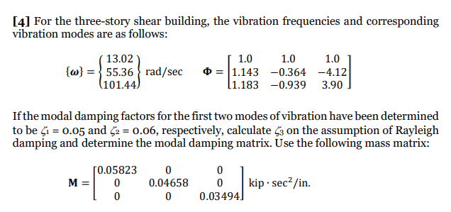 [4] For the three-story shear building, the vibration | Chegg.com