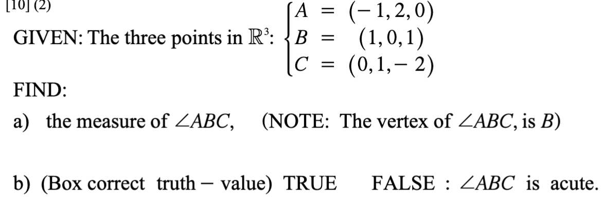 Solved GIVEN: The three points in | Chegg.com