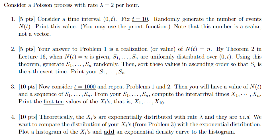 Consider a Poisson process with rate 1 = 2 per hour. | Chegg.com
