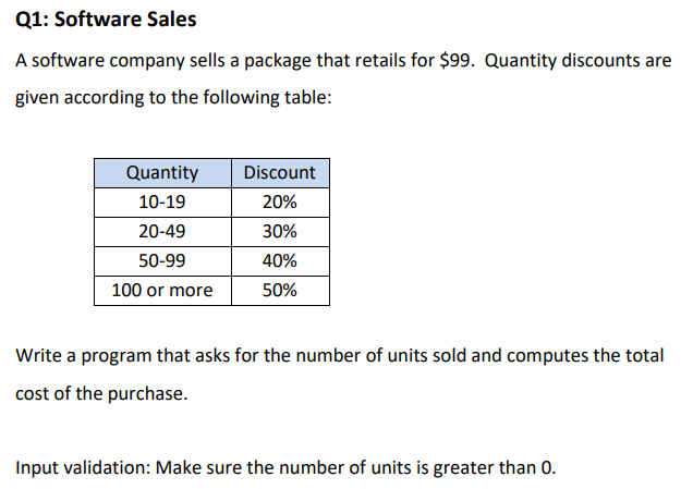Solved Q1: Software Sales A software company sells a package | Chegg.com