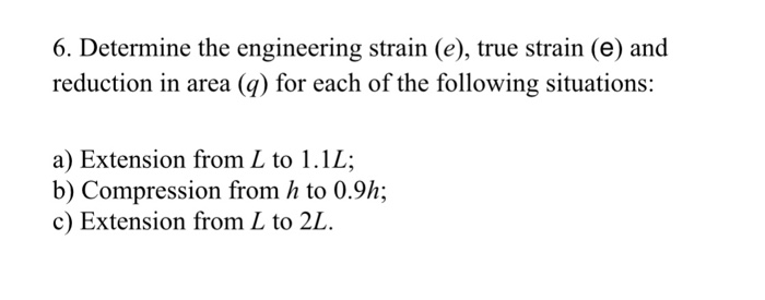 Solved 6. Determine the engineering strain (e), true strain | Chegg.com