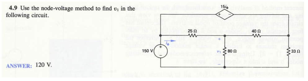 Solved 4.9 ﻿Use the node-voltage method to find v1 ﻿in | Chegg.com