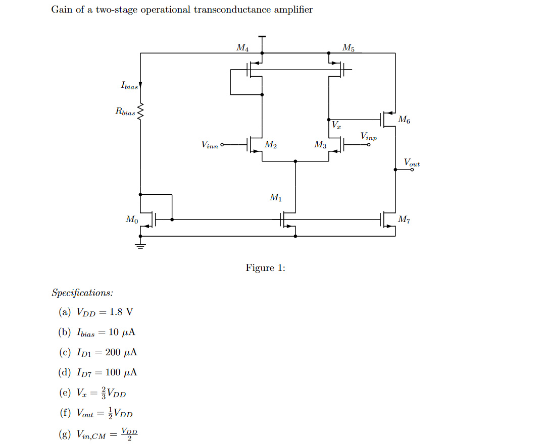Gain of a two-stage operational transconductance | Chegg.com