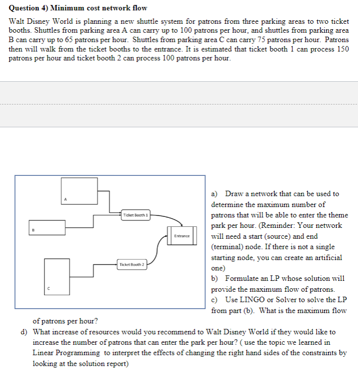 Solved Question 4) Minimum cost network flow Walt Disney | Chegg.com