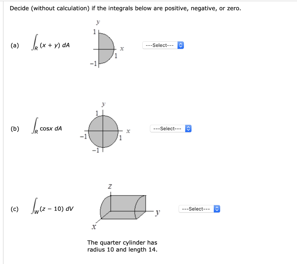 Solved Decide (without calculation) if the integrals below | Chegg.com