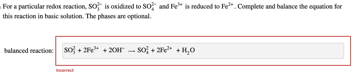 Solved For a particular redox reaction, SO32− is oxidized to | Chegg.com