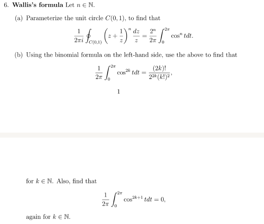 Solved Wallis's formula Let ninN.(a) ﻿Parameterize the unit | Chegg.com