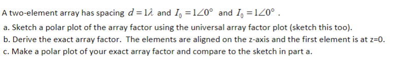 A two-element array has spacing d and b = 120° and | Chegg.com