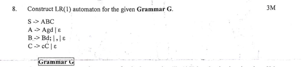 Solved 8. 3M Construct LR(1) automaton for the given Grammar | Chegg.com
