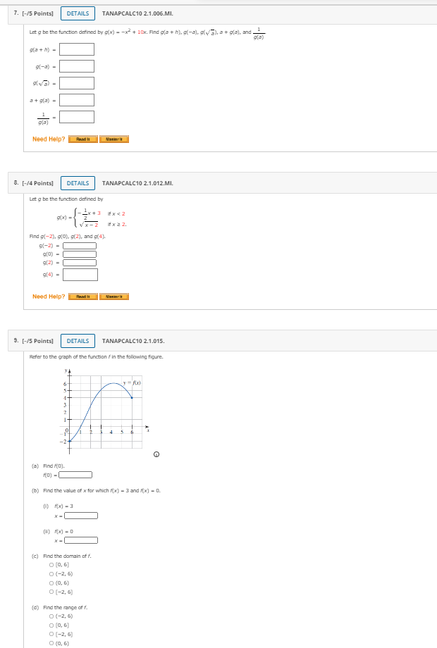 Solved 7. [-15 Points DETAILS TANAPCALC10 2.1.006.MI. 1 Let | Chegg.com