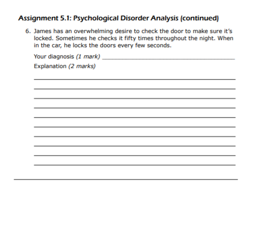 Solved Assignment 5.1: Psychological Disorder Analysis (18 | Chegg.com