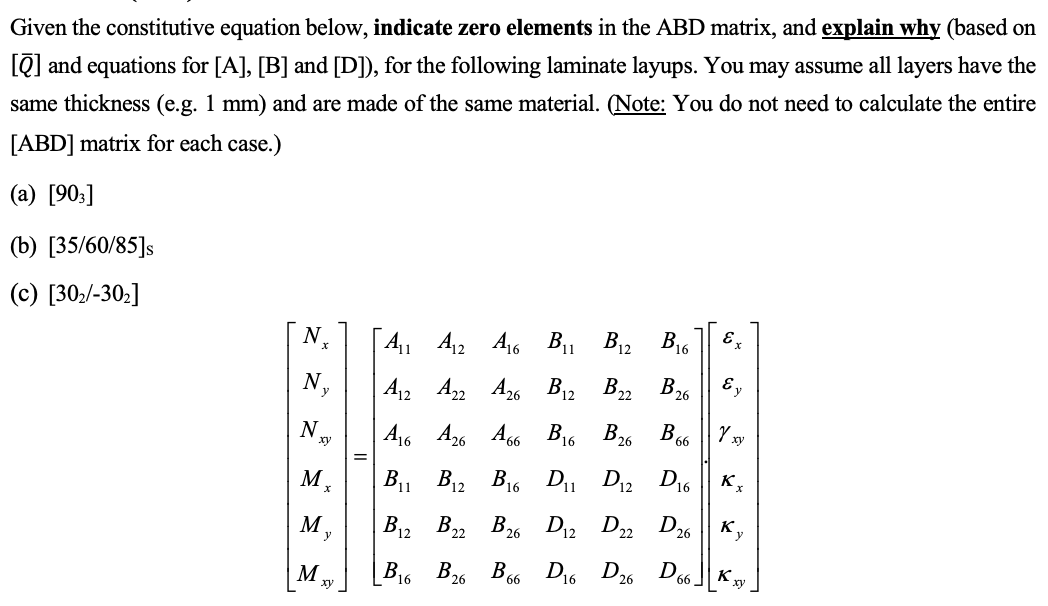Given the constitutive equation below, indicate zero | Chegg.com