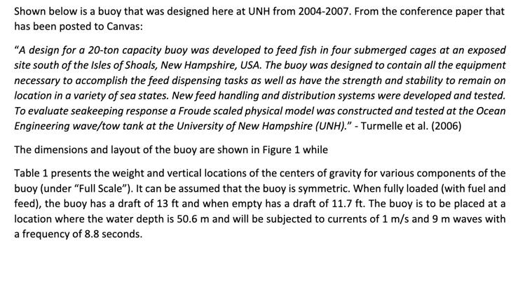 Shown below is a buoy that was designed here at UNH | Chegg.com