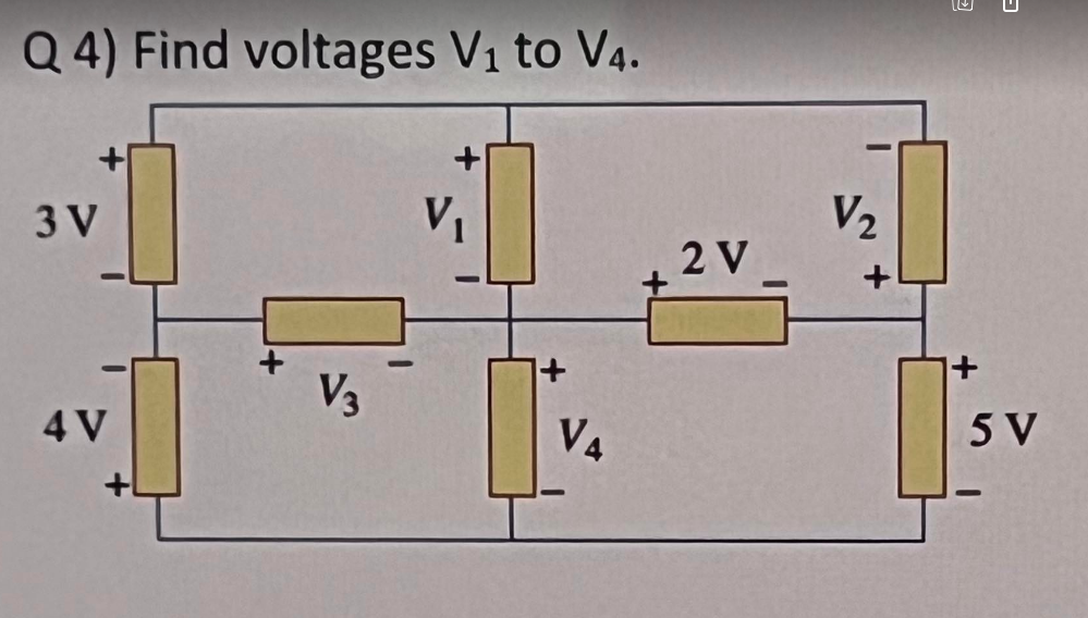 Solved Q 4) Find voltages V1 to V4 | Chegg.com