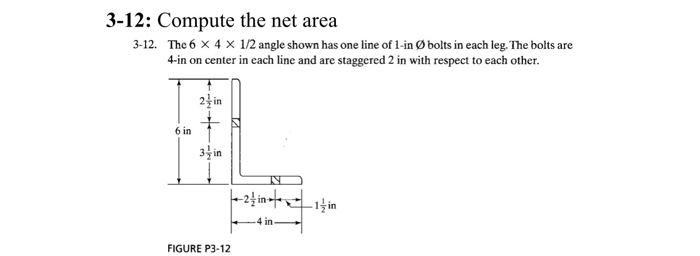 Solved 3-12: Compute the net area 3-12. The 6 X 4 X 1/2 | Chegg.com