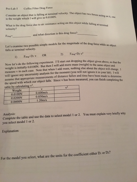 Solved Consider an object that is falling at terminal | Chegg.com
