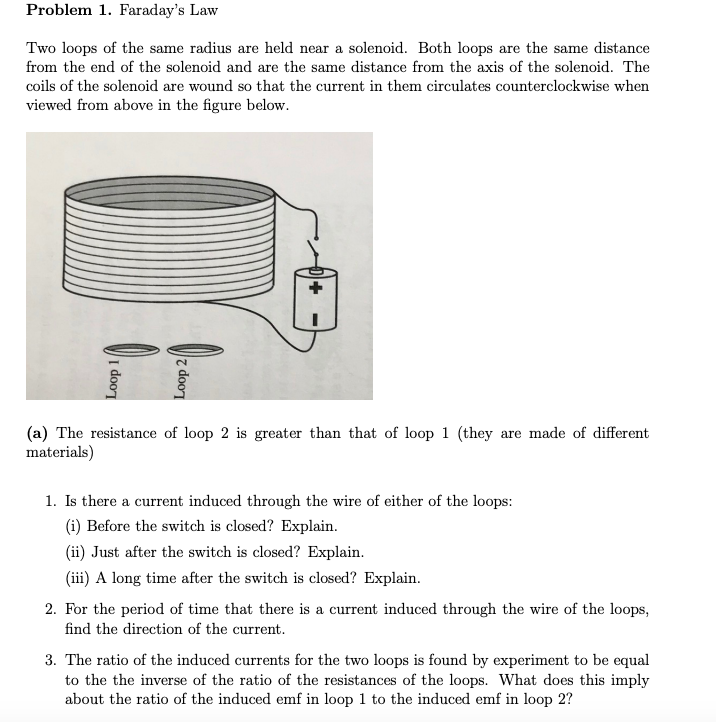 Solved Problem 1. Faraday's Law Two loops of the same radius | Chegg.com