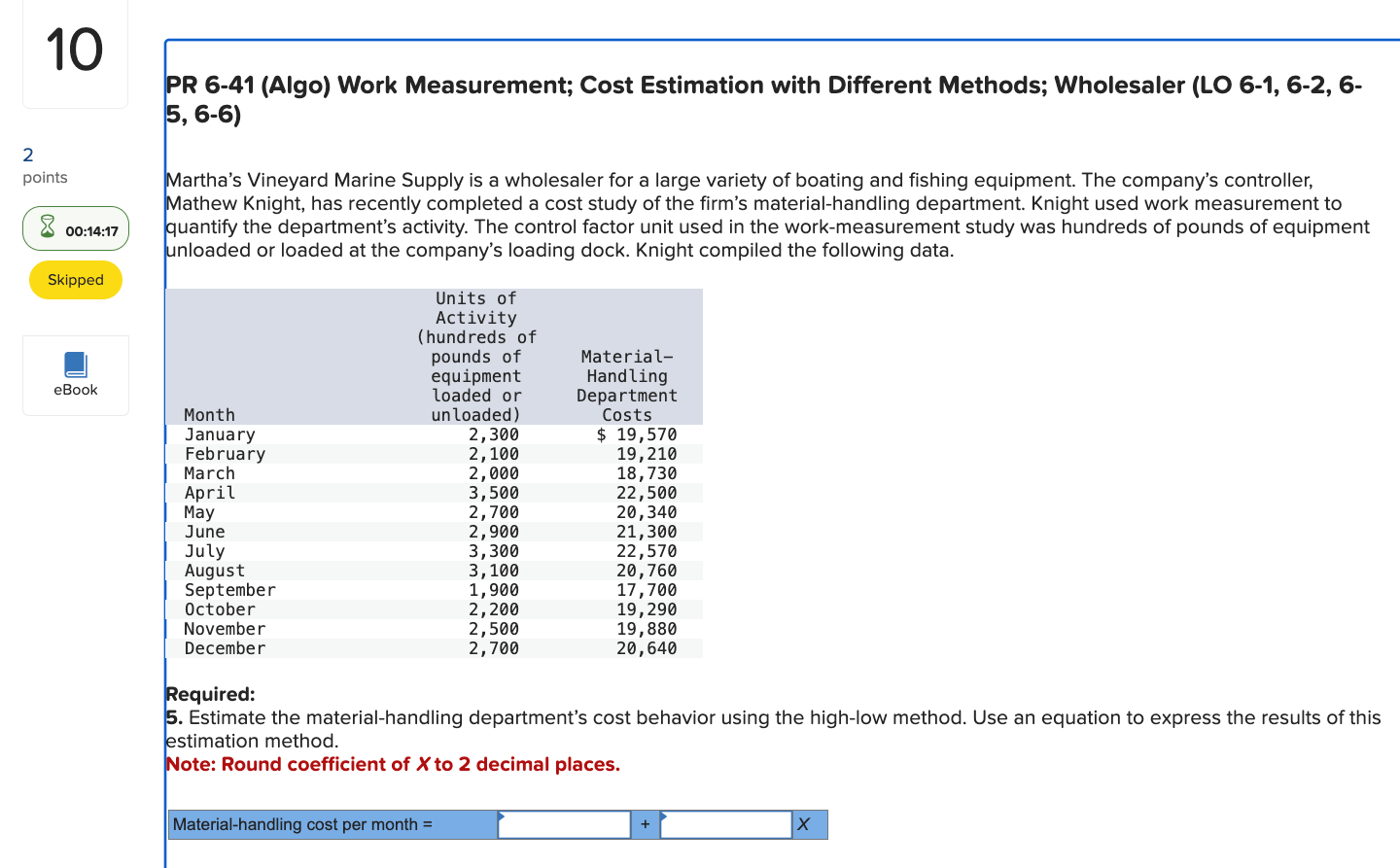 Solved PR 6-41 (Algo) ﻿Work Measurement; Cost Estimation | Chegg.com