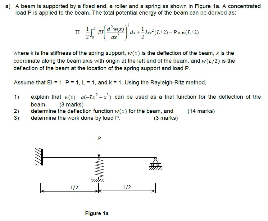 Solved a) A beam is supported by a fixed end, a roller and a | Chegg.com