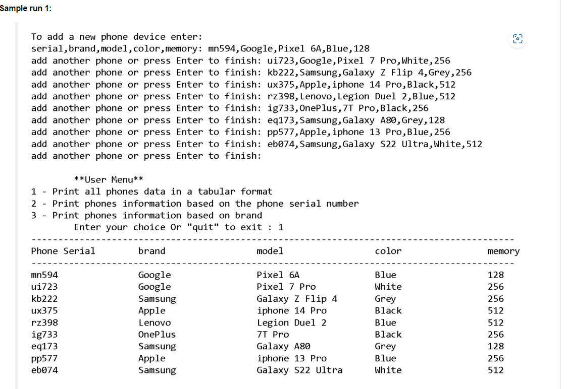 Solved Write a Python program that stores information about | Chegg.com