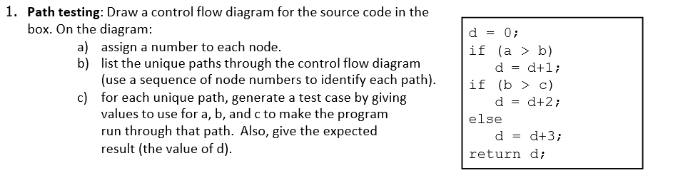 Solved 1 Path Testing Draw A Control Flow Diagram For The
