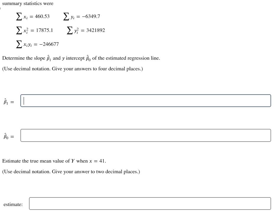 Solved Summary Statistics Were 