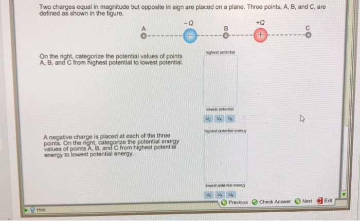 Solved Two charges equal in magnitude but opposite in sign | Chegg.com