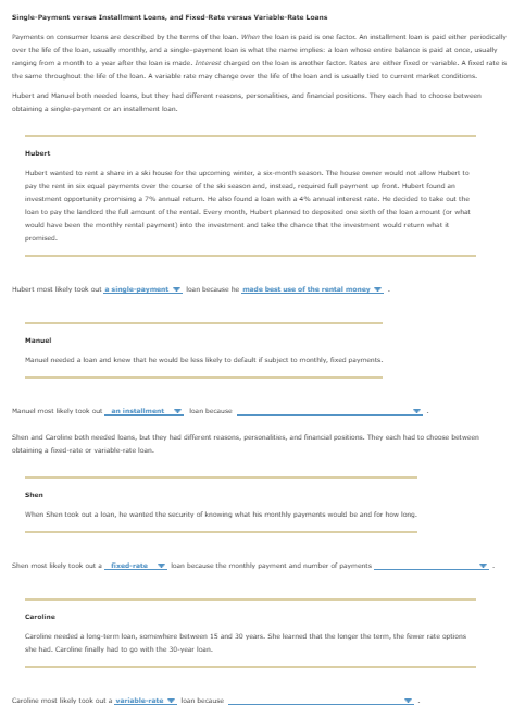 Solved drop down options: 1. an installment or a single | Chegg.com