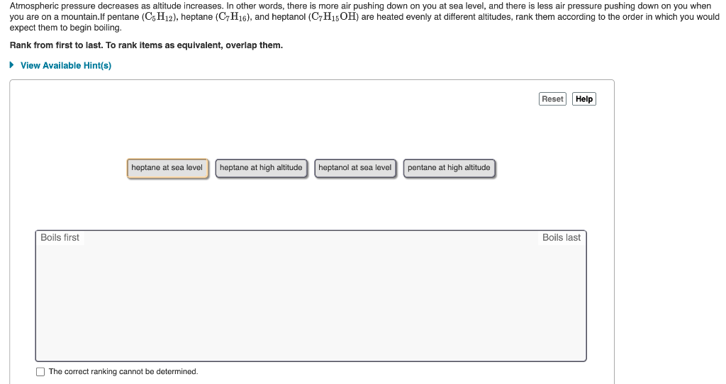 Solved Atmospheric pressure decreases as altitude increases. | Chegg.com