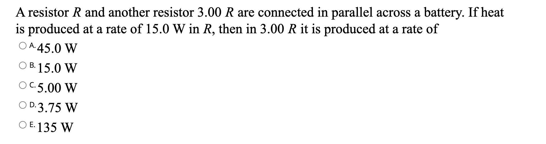 Solved A resistor R and another resistor 3.00R are connected | Chegg.com
