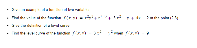 Solved - Give an example of a function of two variables - | Chegg.com