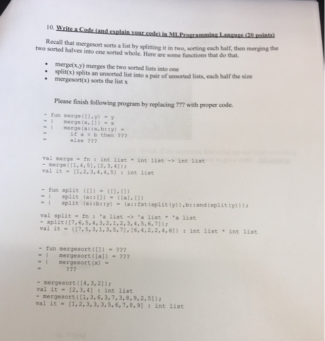 Solved Write Code And Explain Your Code In Ml Programming 0825