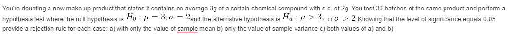 Solved How do I formulate the rejection rule for each point | Chegg.com