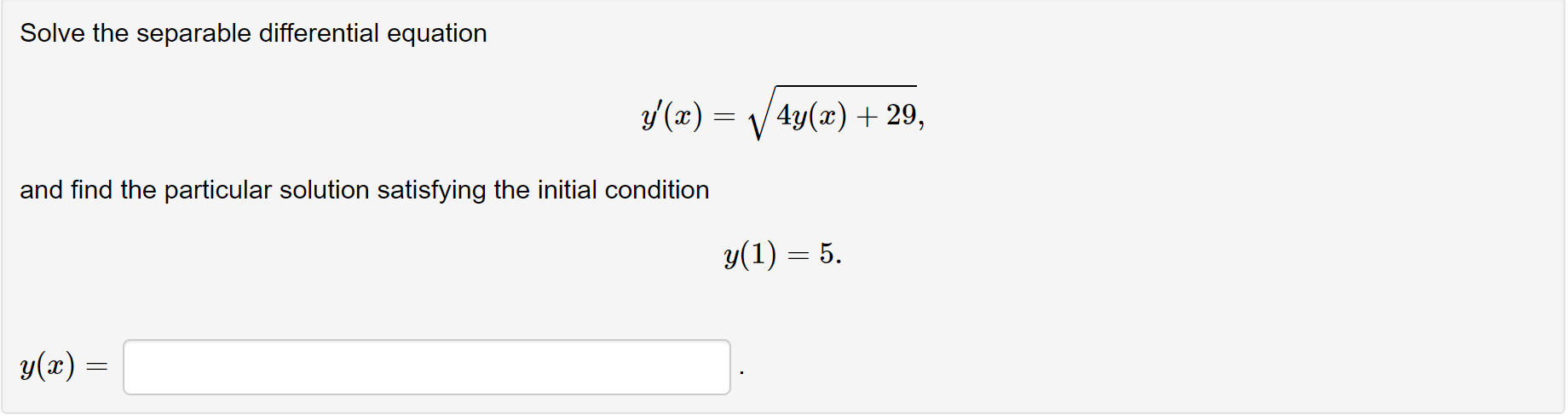 Solved Solve the separable differential equation | Chegg.com