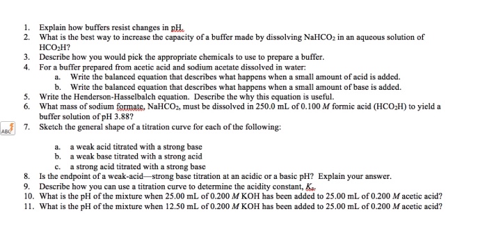 Solved 1. Explain how buffers resist changes in pH What is | Chegg.com