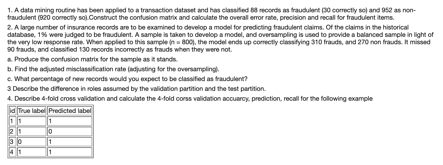 Solved = 1. A data mining routine has been applied to a | Chegg.com