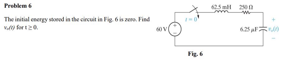 Solved Problem 6The initial energy stored in ﻿the circuit in | Chegg.com