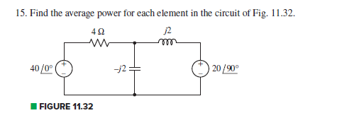 Solved 15. Find the average power for each element in the | Chegg.com