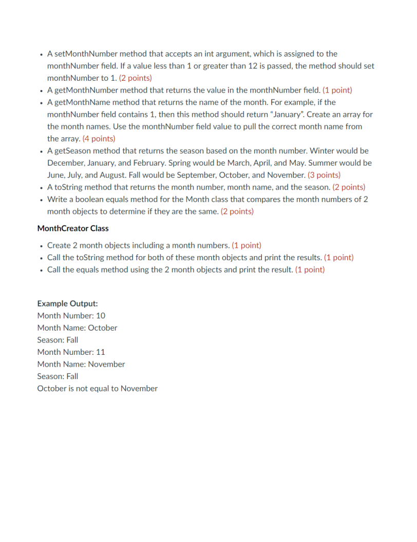 Solved Your goal is to create a Month class that | Chegg.com