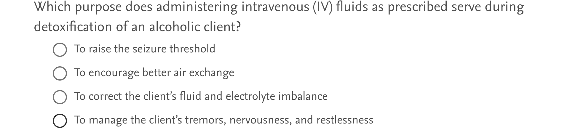 Solved Which purpose does administering intravenous (IV) | Chegg.com