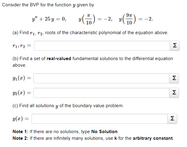 Solved Consider the BVP for the function y given by 13," + | Chegg.com