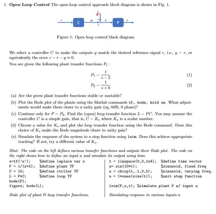 Open Loop Control The Open Loop Control Approach