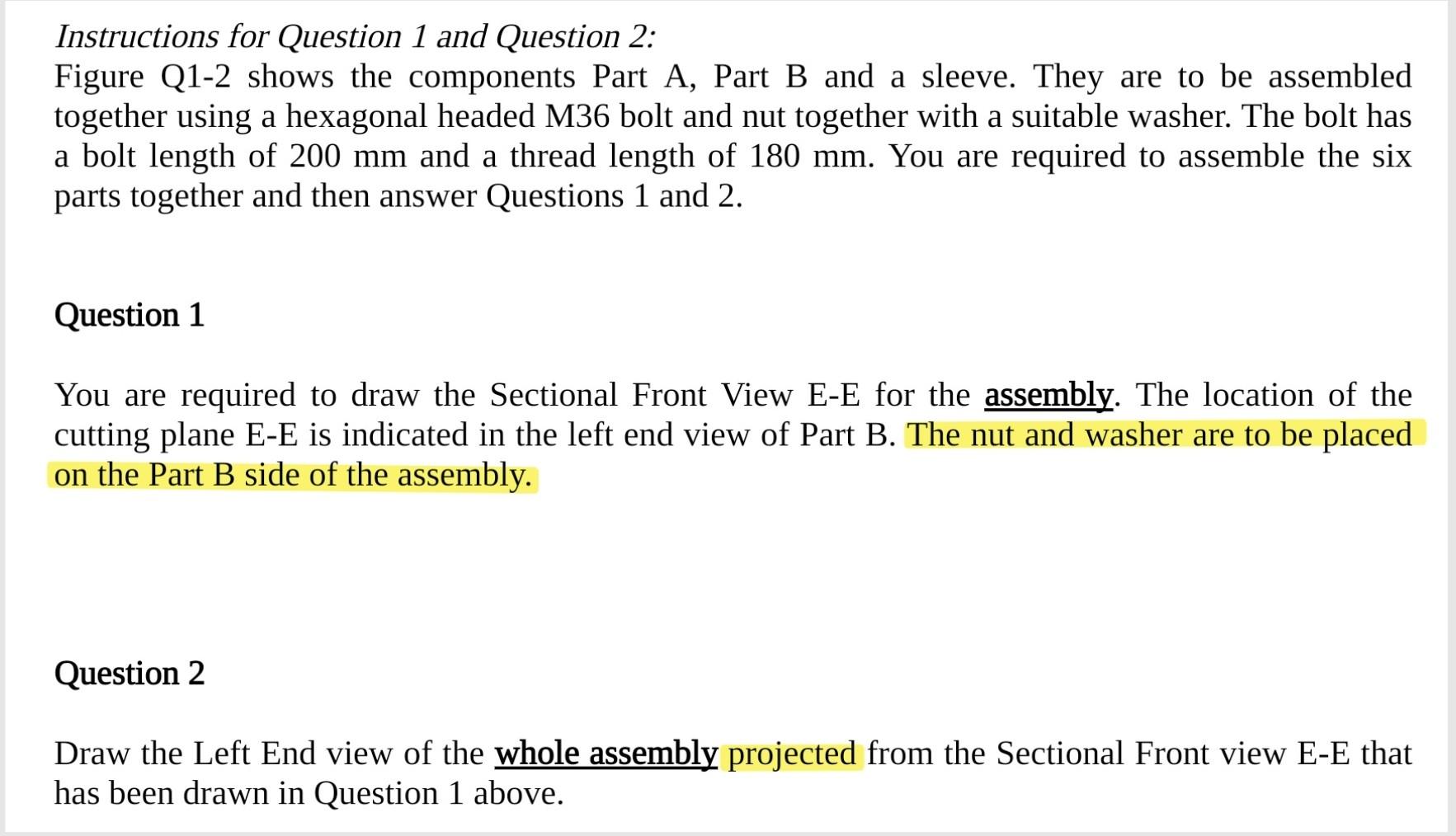Solved For question 2, the left end view should be projected | Chegg.com
