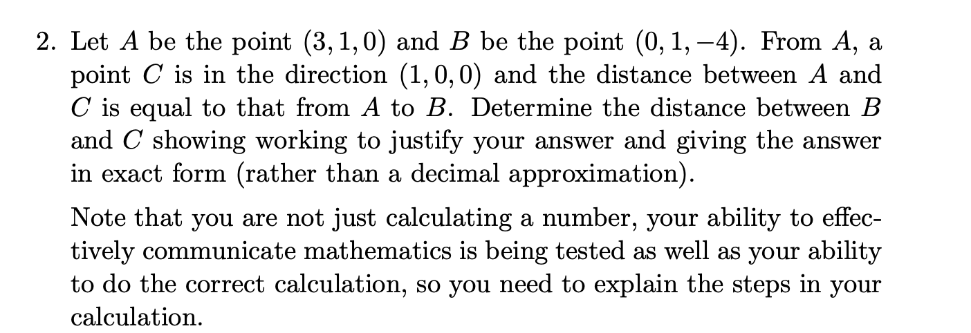 Solved Let A be the point (3,1,0) and B be the point | Chegg.com