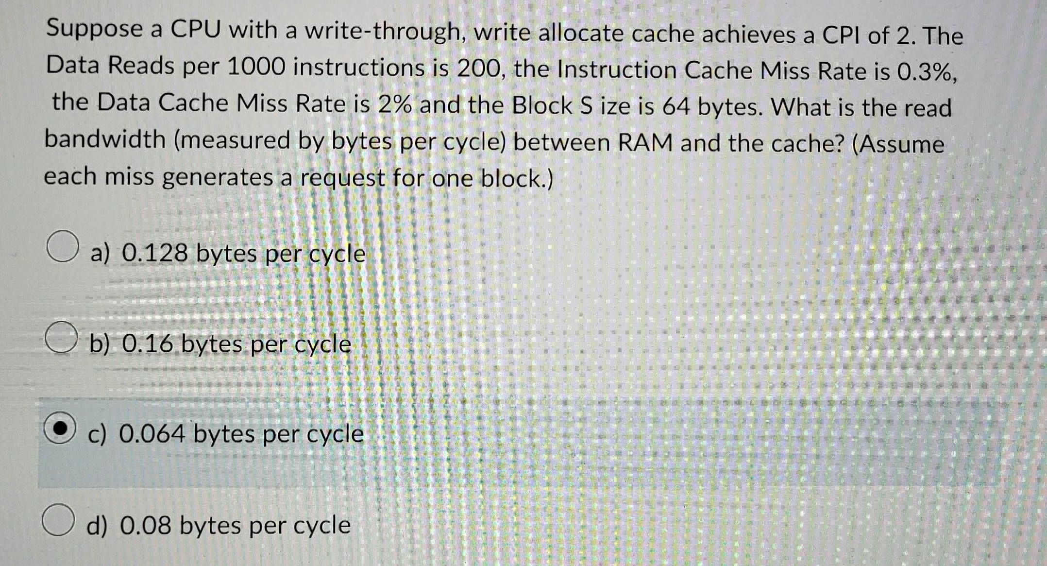Please help with computer class:Suppose a CPU with a | Chegg.com