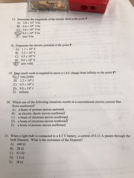 Solved Use the following to answer questions 17-19: Two | Chegg.com