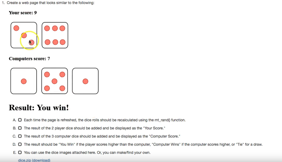 Solved 1. Create a web page that looks similar to the | Chegg.com