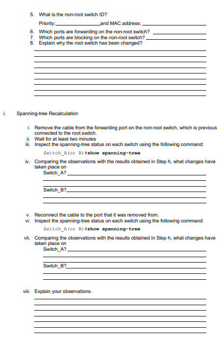 Part 1. Spanning-Tree Protocol in Switched LAN 1. | Chegg.com