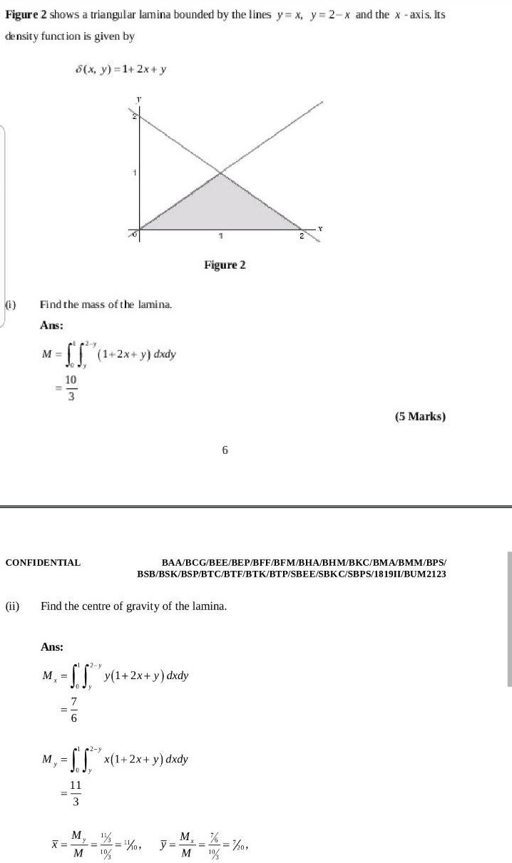 Solved Figure 2 shows a triangular lamina bounded by the | Chegg.com